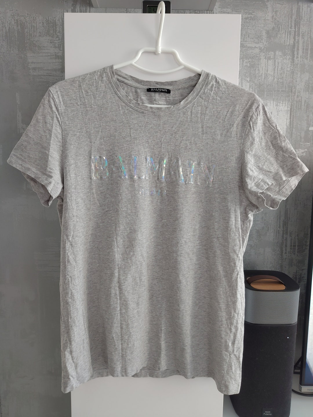BALMAIN Paris Hologram Iridescent Logo Mens Slim Fit Tee - Etsy