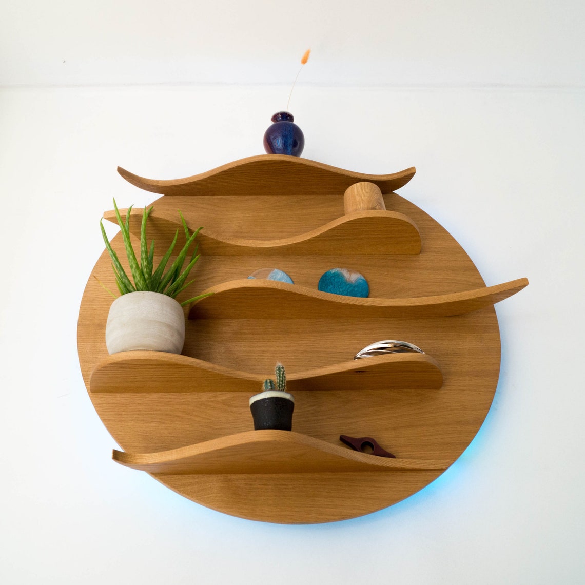 Oak Shelf Unit Wavy Moon Shelving Wall Storage Handmade Wood Shelves - Etsy