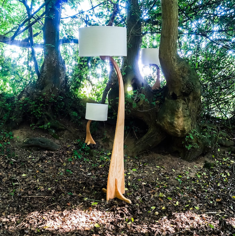 Oak Flow Floor Lamp Solid Wood Unique Contemporary Design | Etsy