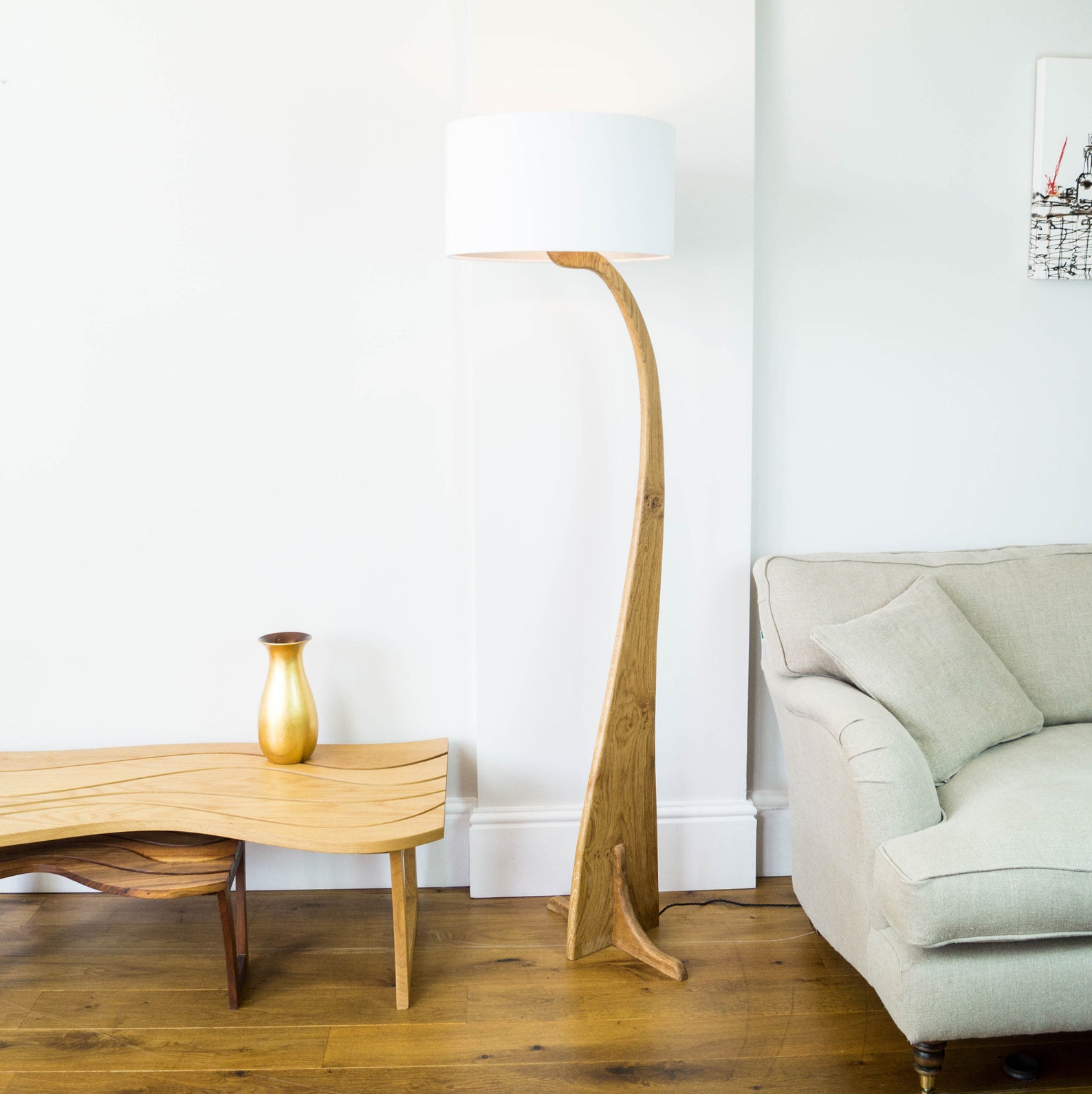 Oak Flow Floor Lamp Solid Wood Unique Contemporary Design | Etsy