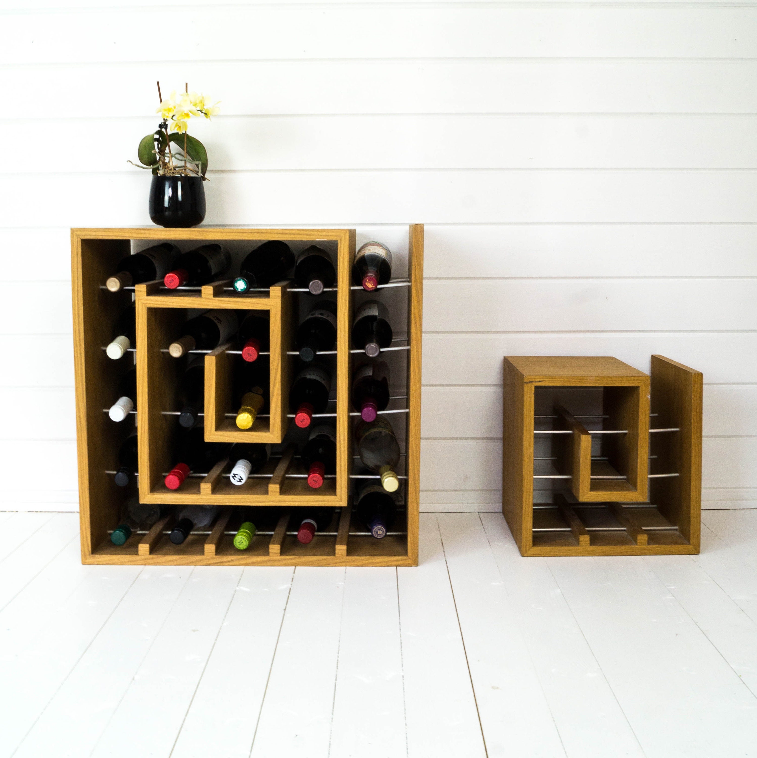 Oak Wine Rack Contemporary Handmade Wood Storage Home Bar - Etsy