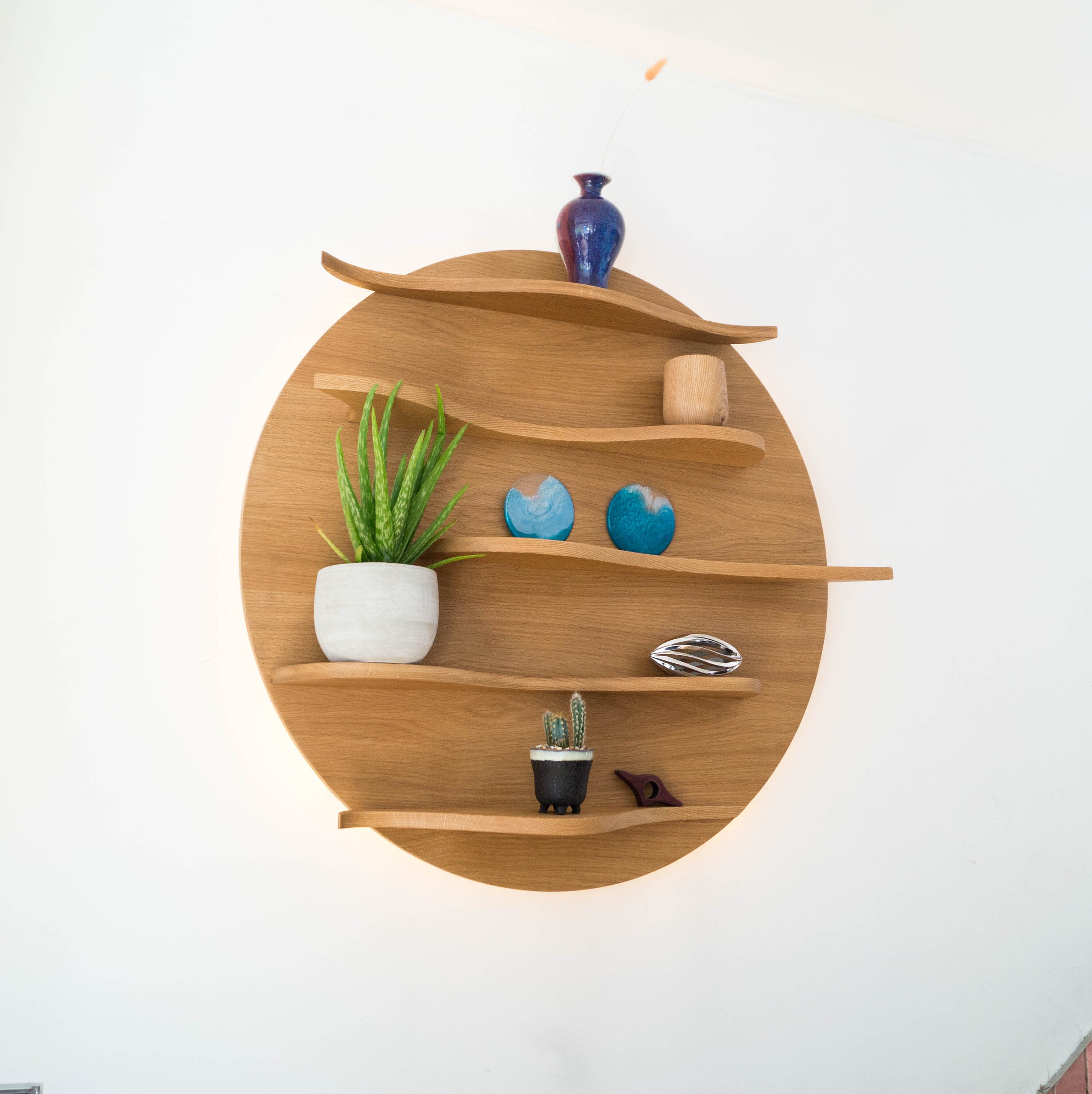 Oak Shelf Unit Wavy Moon Shelving Wall Storage Handmade Wood Shelves - Etsy