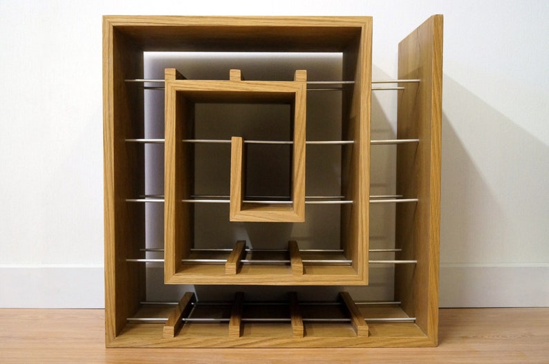 Oak Wine Rack Contemporary Handmade Wood Storage Home Bar - Etsy
