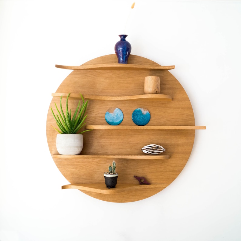 Oak Shelf Unit Wavy Moon Shelving Wall Storage Handmade Wood Shelves - Etsy