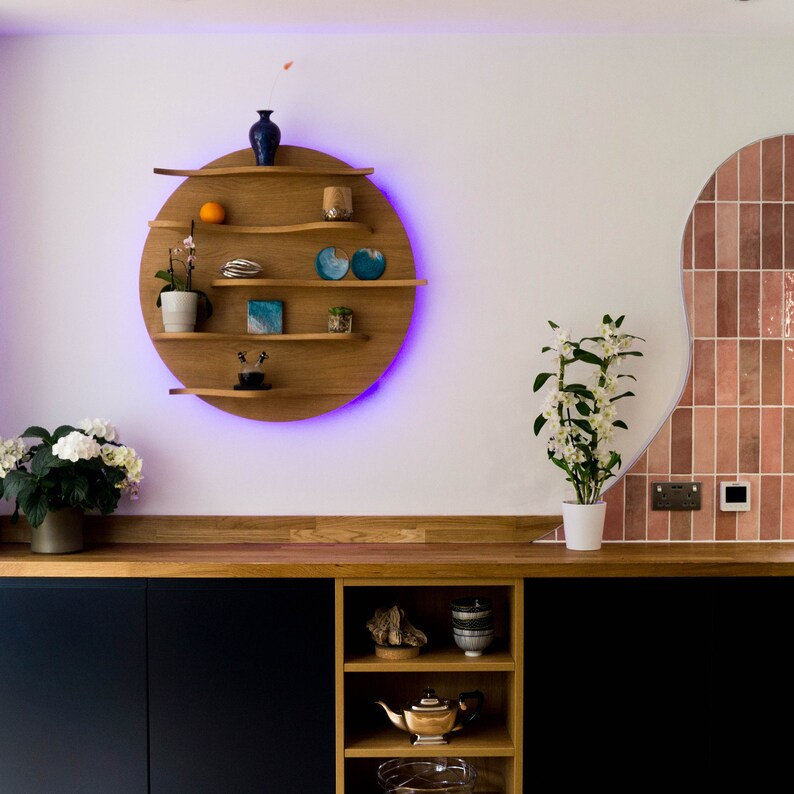 Oak Shelf Unit Wavy Moon Shelving Wall Storage Handmade Wood Shelves - Etsy