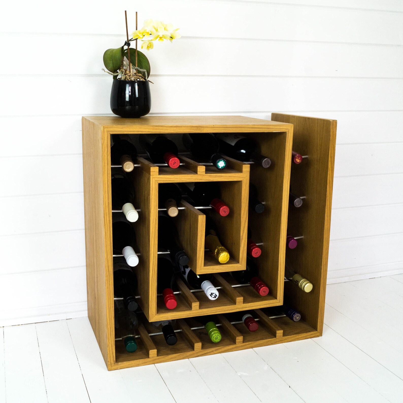 Oak Wine Rack Contemporary Handmade Wood Storage Home Bar - Etsy