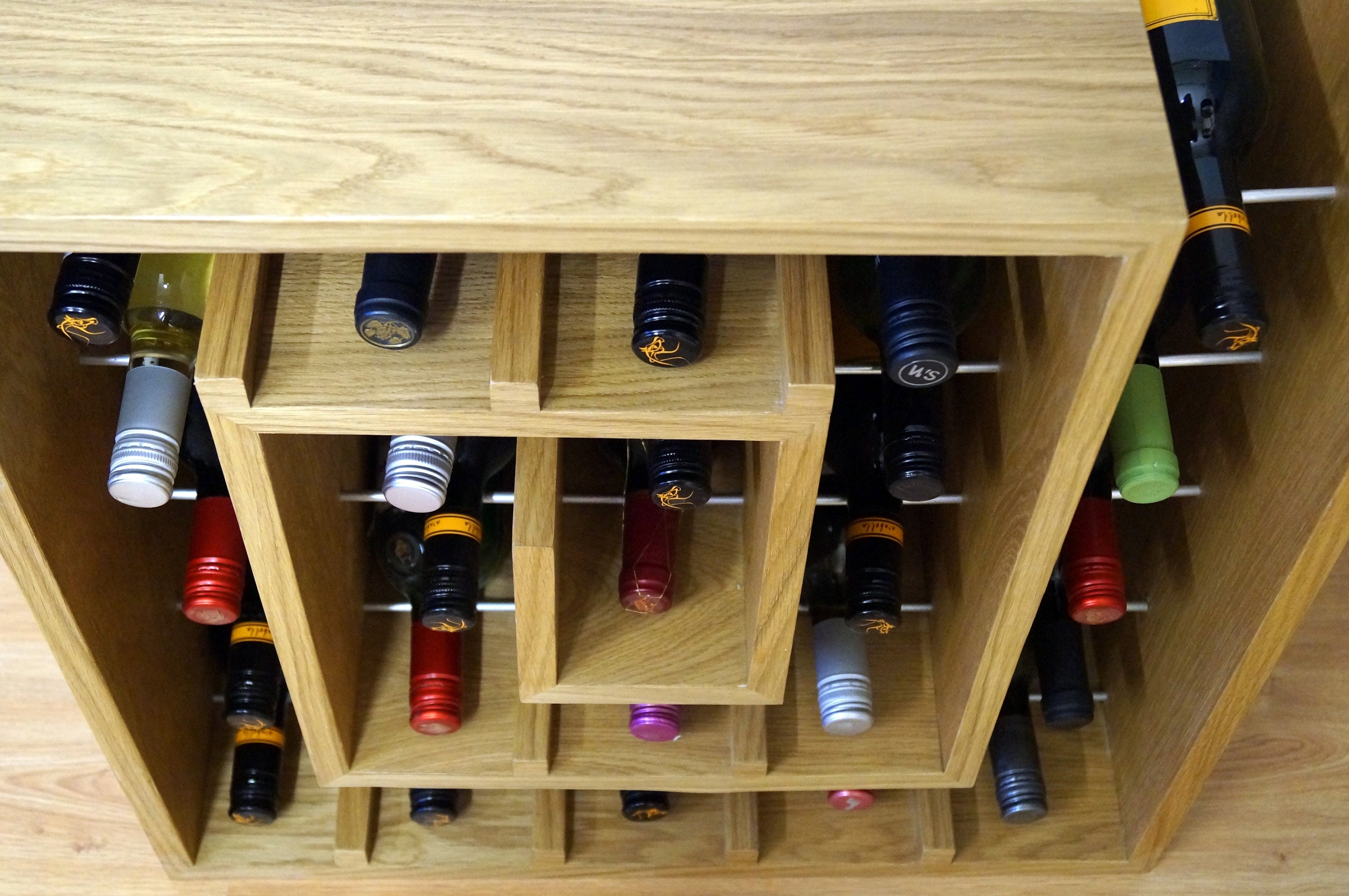 Oak Wine Rack Contemporary Handmade Wood Storage Home Bar - Etsy