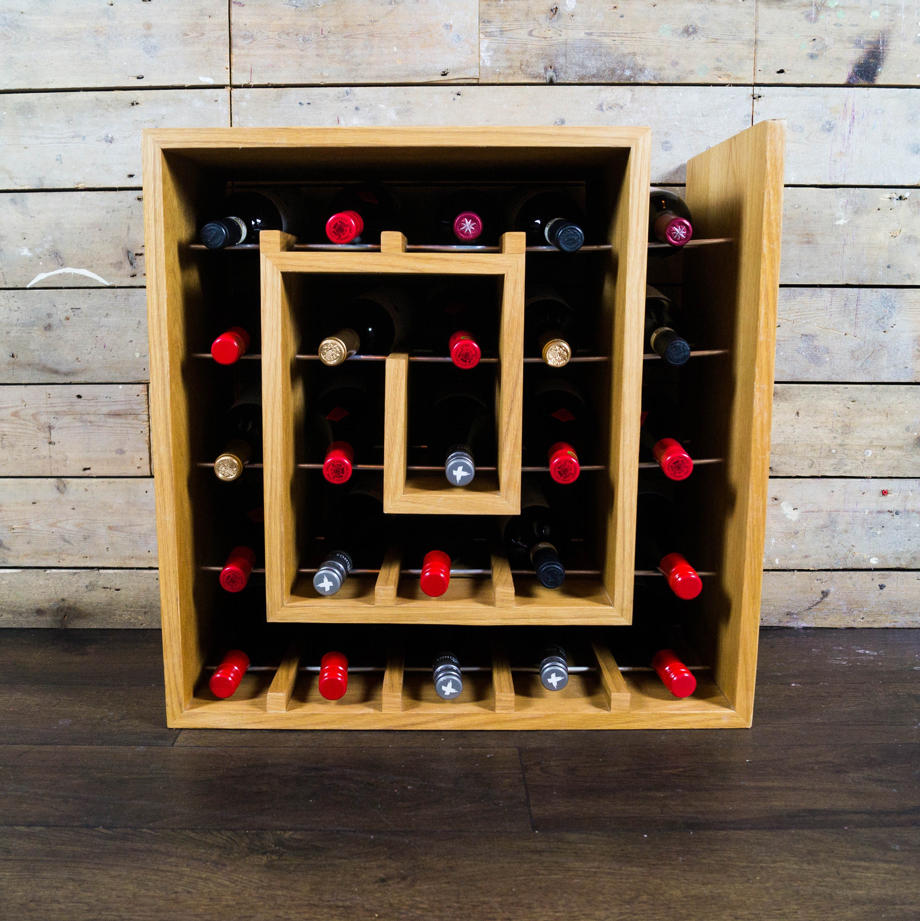 Oak Wine Rack Contemporary Handmade Wood Storage Home Bar - Etsy