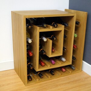 Oak Wine Rack Contemporary Handmade Wood Storage Home Bar Spirit Gin ...
