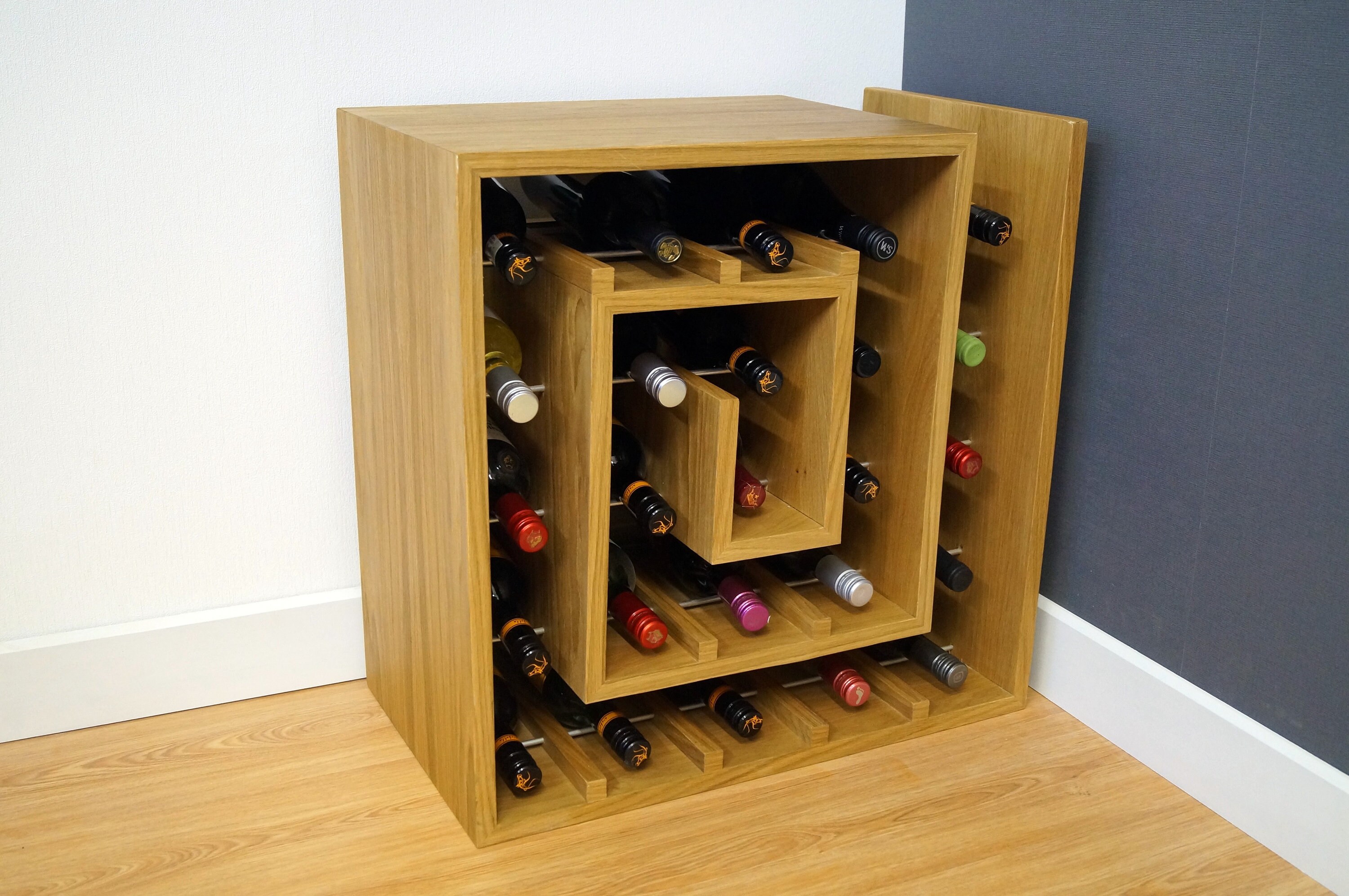 Oak Wine Rack Contemporary Handmade Wood Storage Home Bar - Etsy