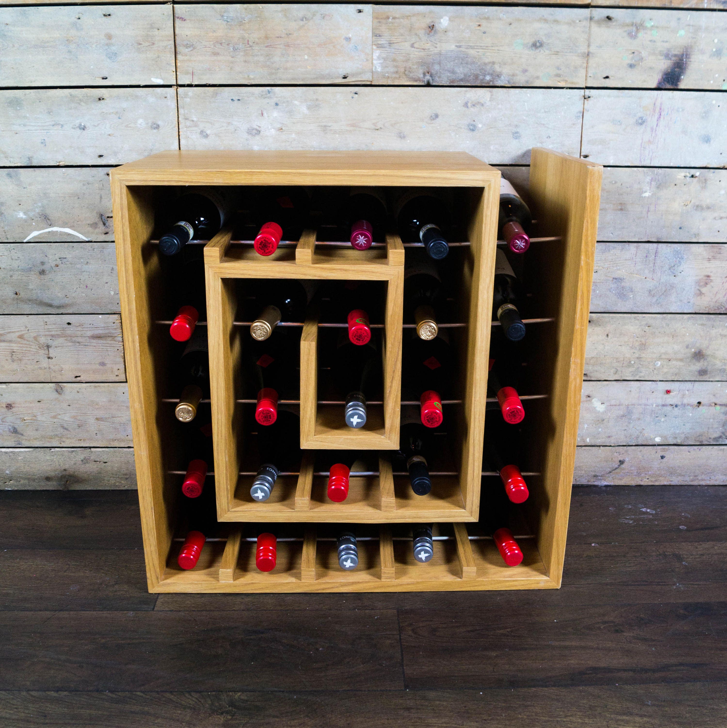 Oak Wine Rack Contemporary Handmade Wood Storage Home Bar - Etsy