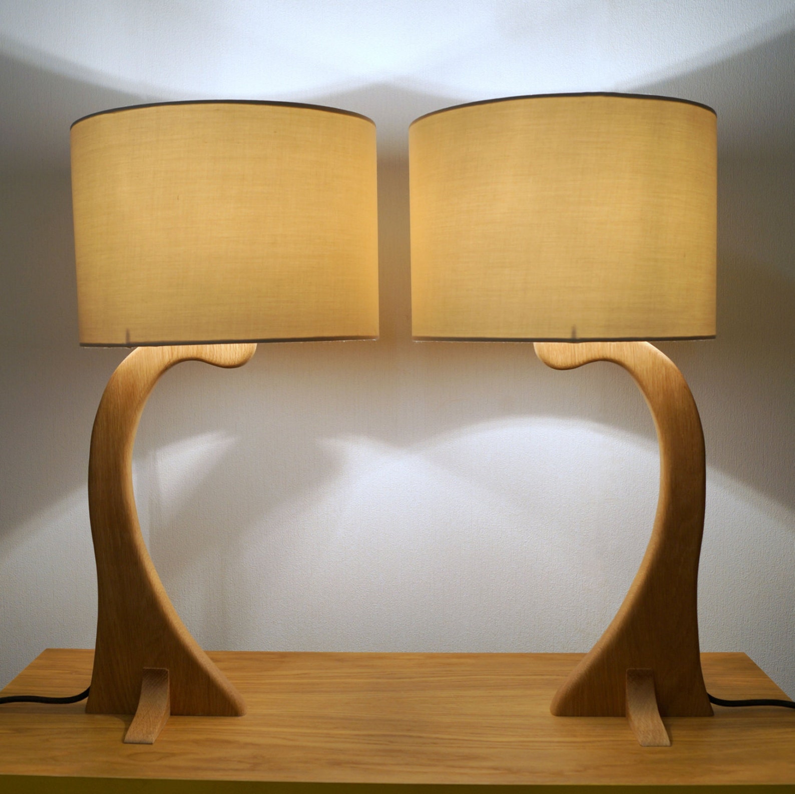 Oak Table Lamp Wood Bedside Lamps Unique Gift Present - Etsy