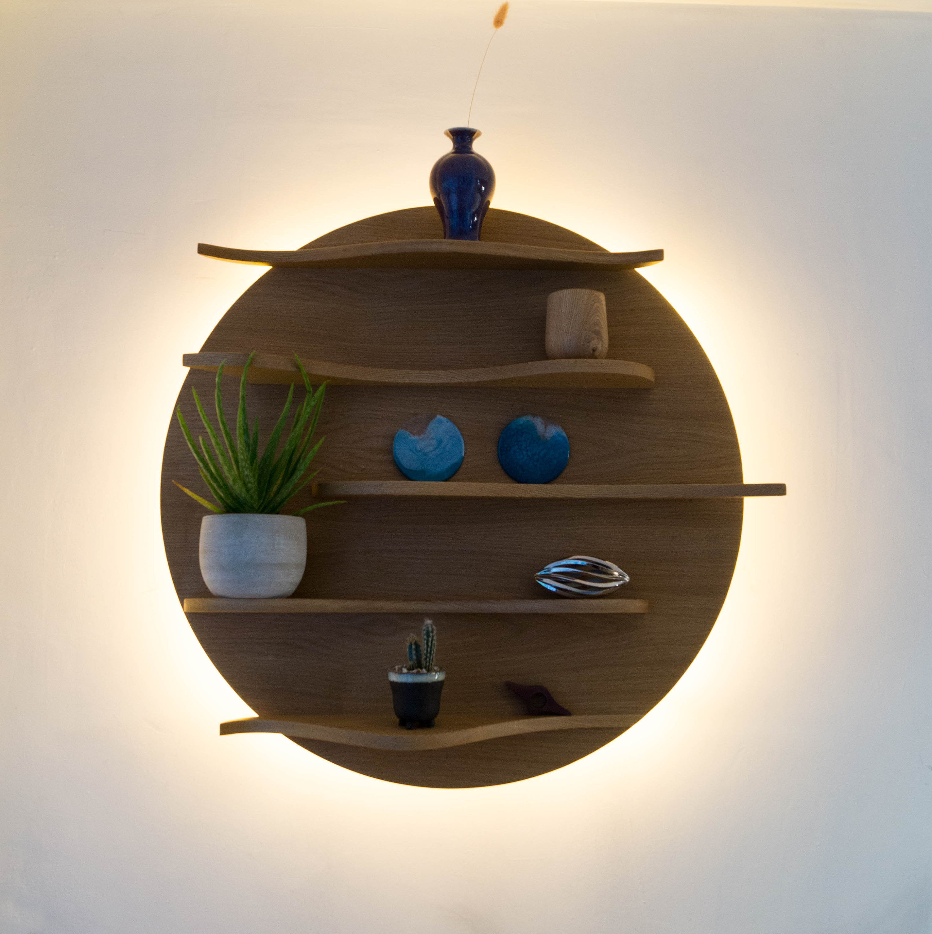 Oak Shelf Unit Wavy Moon Shelving Wall Storage Handmade Wood Shelves - Etsy