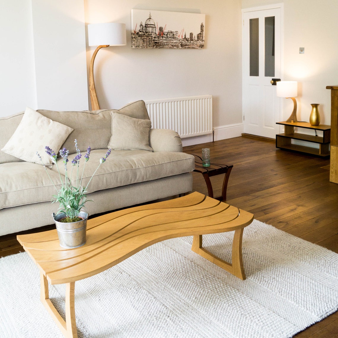 Oak Coffee Table Solid Wood Modern Contemporary Unique Furniture ...