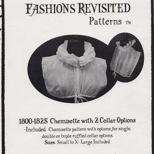 1800-1825 Chemisette Sewing Pattern Regency Era Chemisette - Etsy