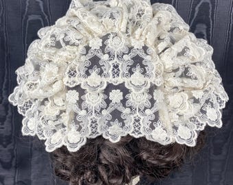 Net Lace Cap-18th Century Reproduction-white or Ivory-scallop Edge ...