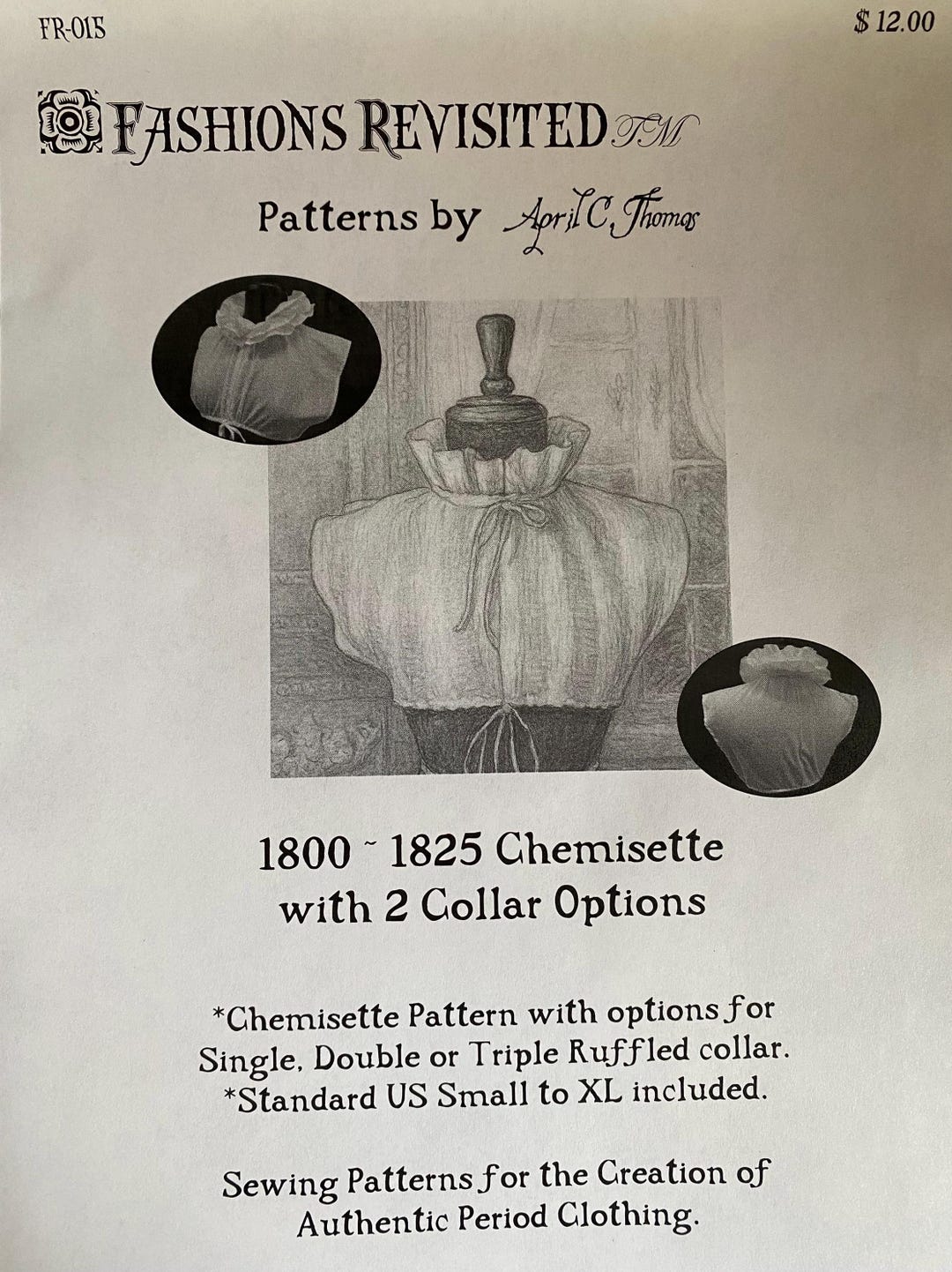 1800-1825 Chemisette Sewing Pattern- Regency Era Chemisette With 3 ...