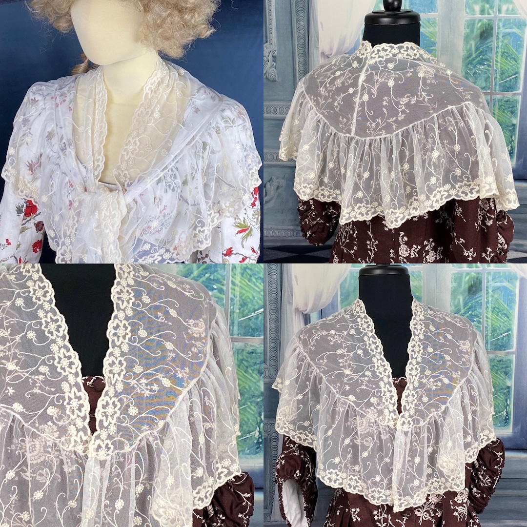 Lace Kerchief-18th Century-colonial-ivory Net Lace-1700's Era-regency ...