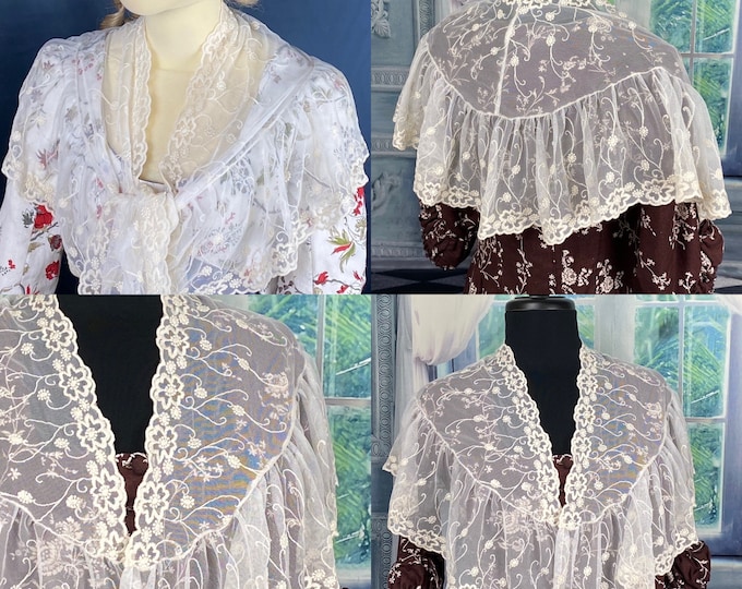 Lace Kerchief-18th Century-colonial-ivory Net Lace-1700's Era-regency ...
