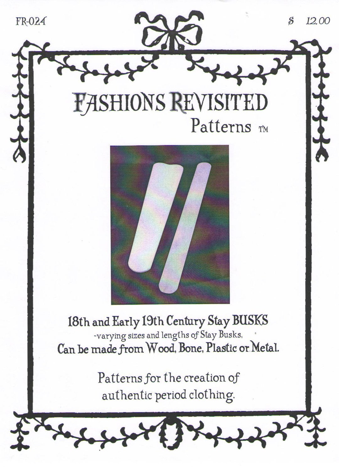 Stays BUSK Pattern-18th & Early 19th Century-pattern for Woodworking ...
