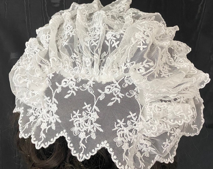 Net Lace Cap-18th Century Reproduction-white or Ivory-scallop Edge ...