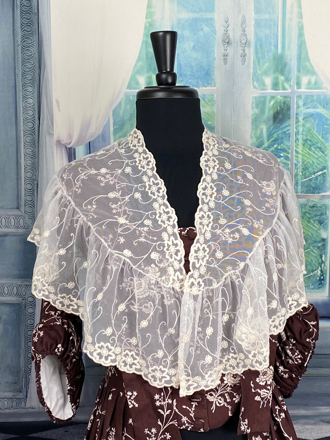 Lace Kerchief-18th Century-colonial-ivory Net Lace-1700's Era-regency ...