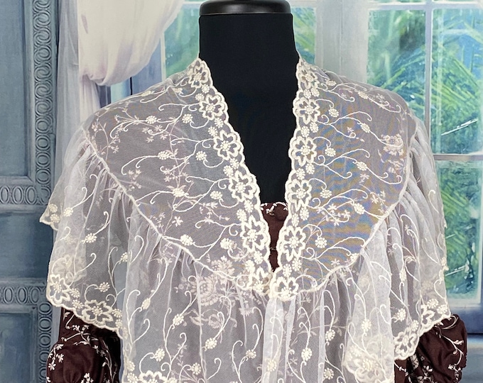 Lace Kerchief-18th Century-colonial-ivory Net Lace-1700's Era-regency ...