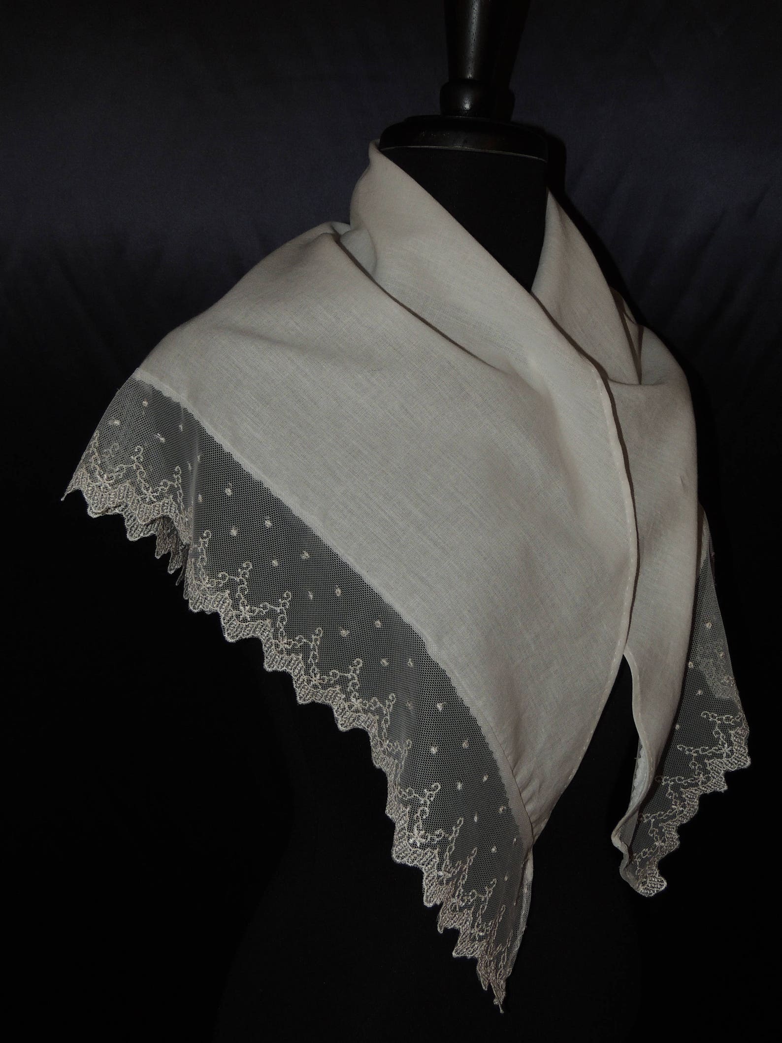 Ladies Neck Kerchief-100% WHITE Linen Edged in Net - Etsy
