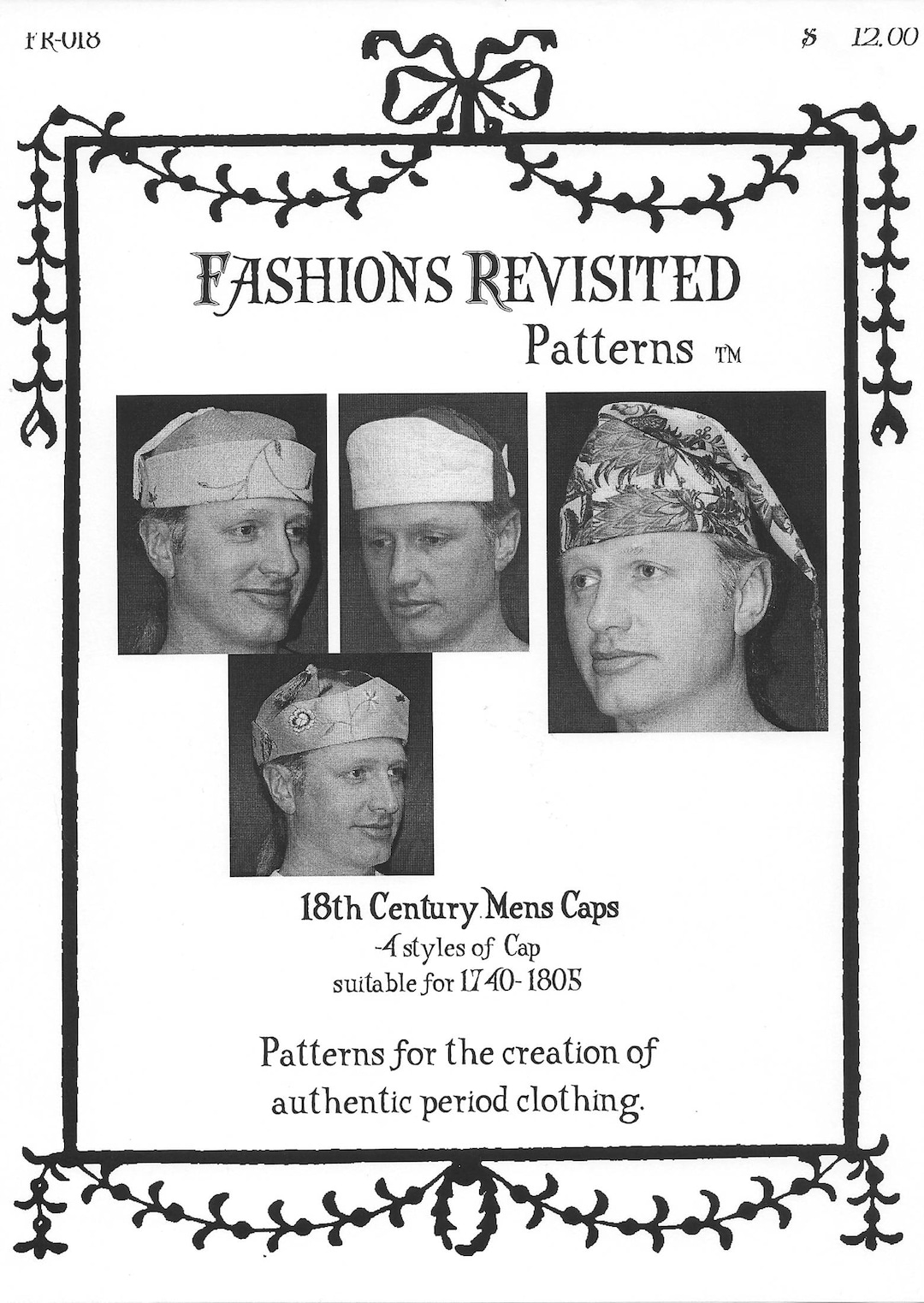 Men's Cap-sewing Pattern-4 Variations of 18th Century Men's Cap- 1740 ...