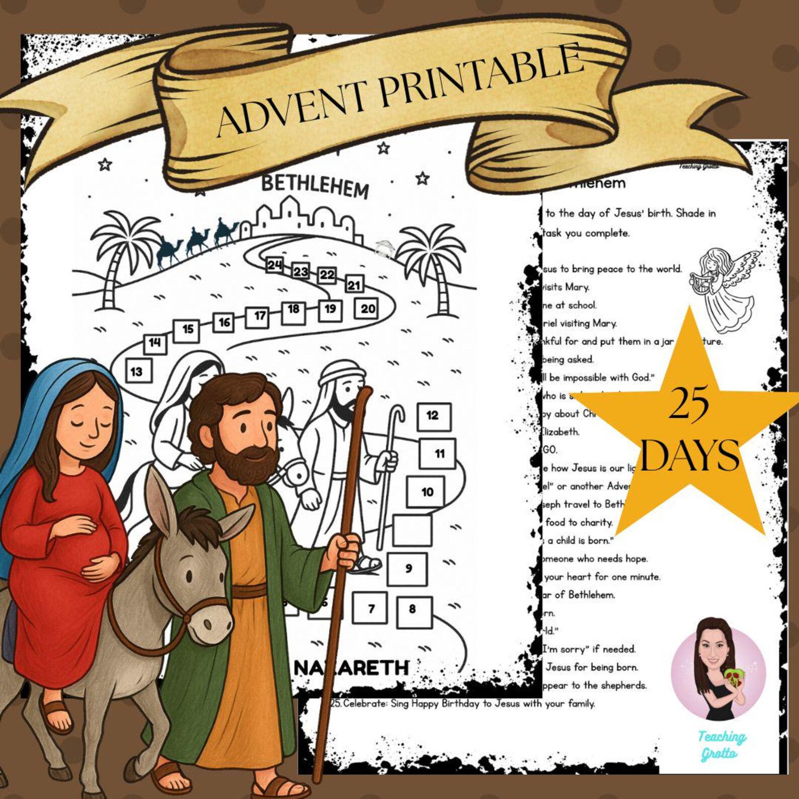 Road to Bethlehem Countdown | Christian Advent Calendar Printable ...