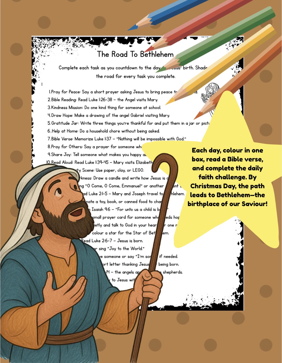 Road to Bethlehem Countdown | Christian Advent Calendar Printable ...