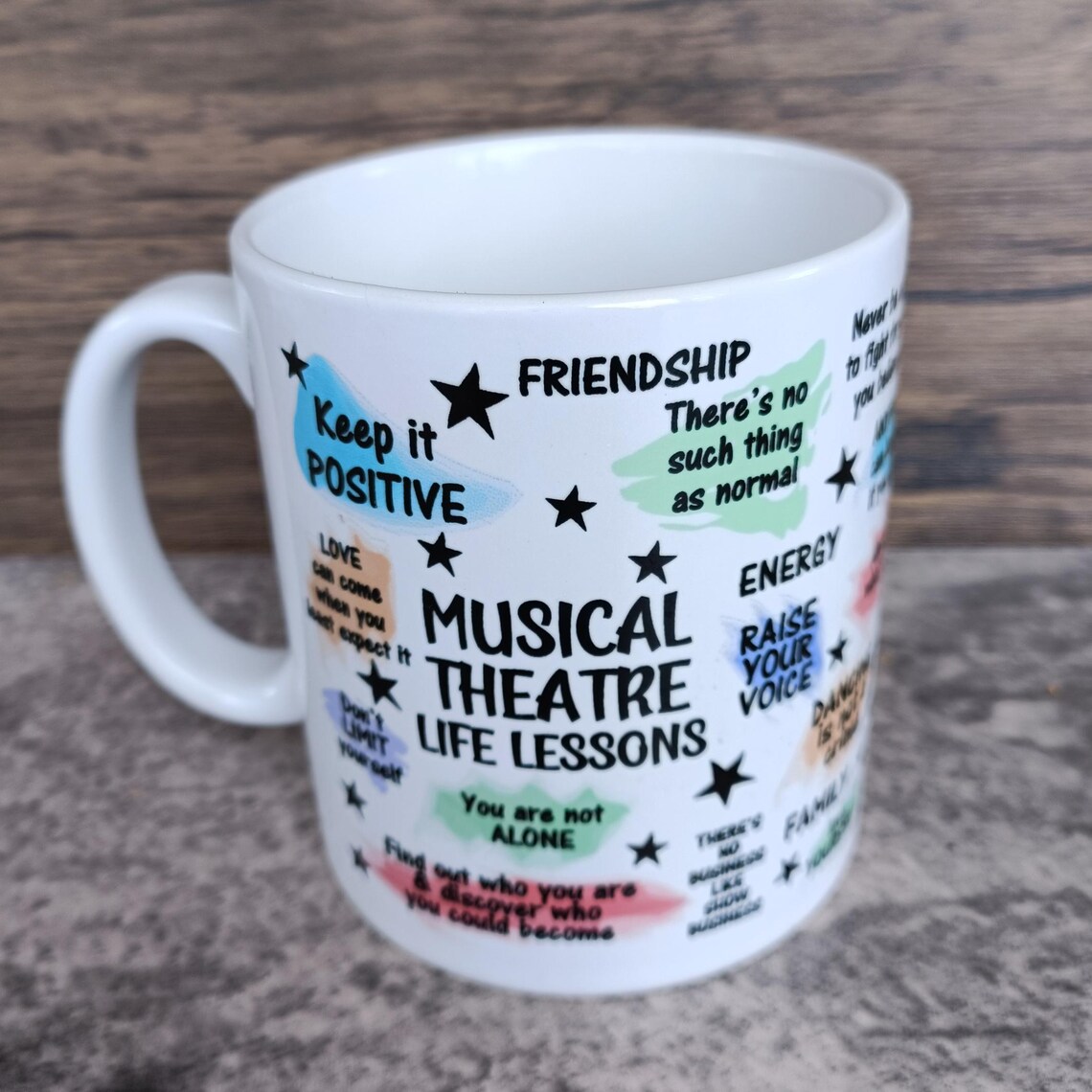 Musical Theatre Mug, Life Lessons Ceramic Mug, Gift for Theatre Lovers ...