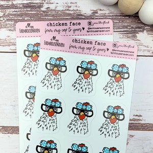 Funny Chicken Face With Glasses Stickers - Egg Carton Stickers ...