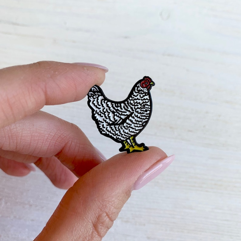 Enamel Chicken Pin Cute Chicken Pin Plymouth Rock Chicken - Etsy