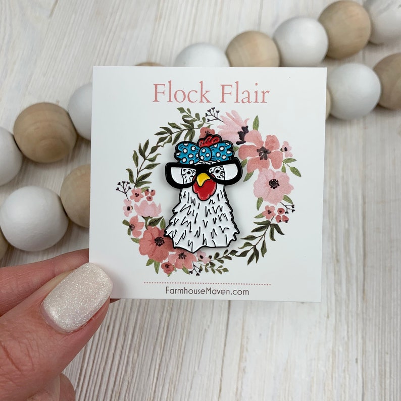 Enamel Chicken Pin - Cute Chicken Pin - Chicken Face With Glasses ...