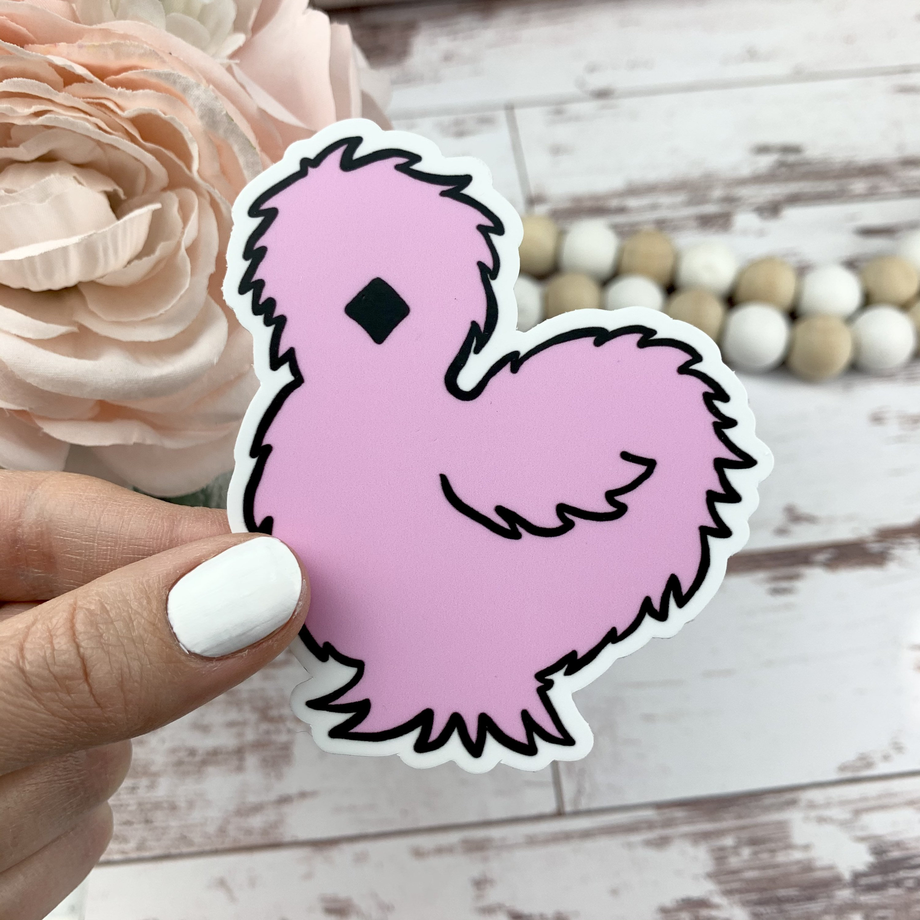 Pink Silkie Bumper Sticker - Chicken Sticker - Chicken Coop Sticker ...