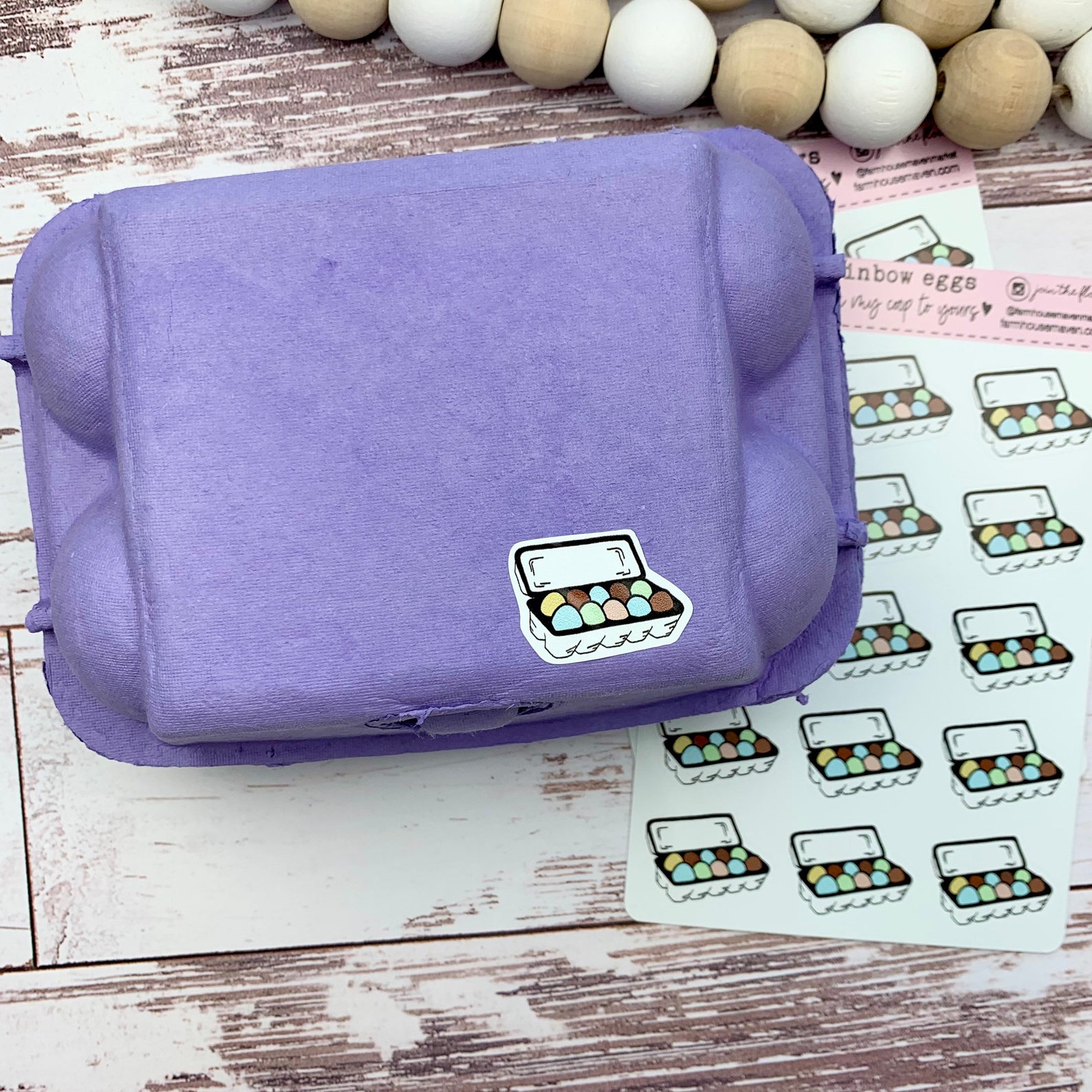 Rainbow Egg Stickers Free Shipping Egg Carton Stickers - Etsy