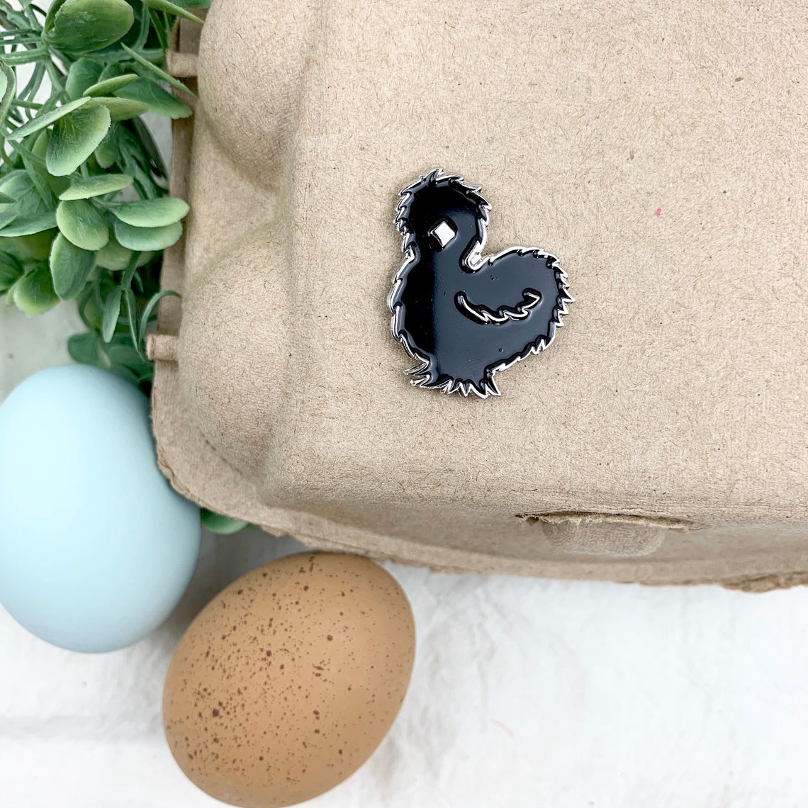 Enamel Chicken Pin Cute Chicken Pin Black Silkie Chicken | Etsy