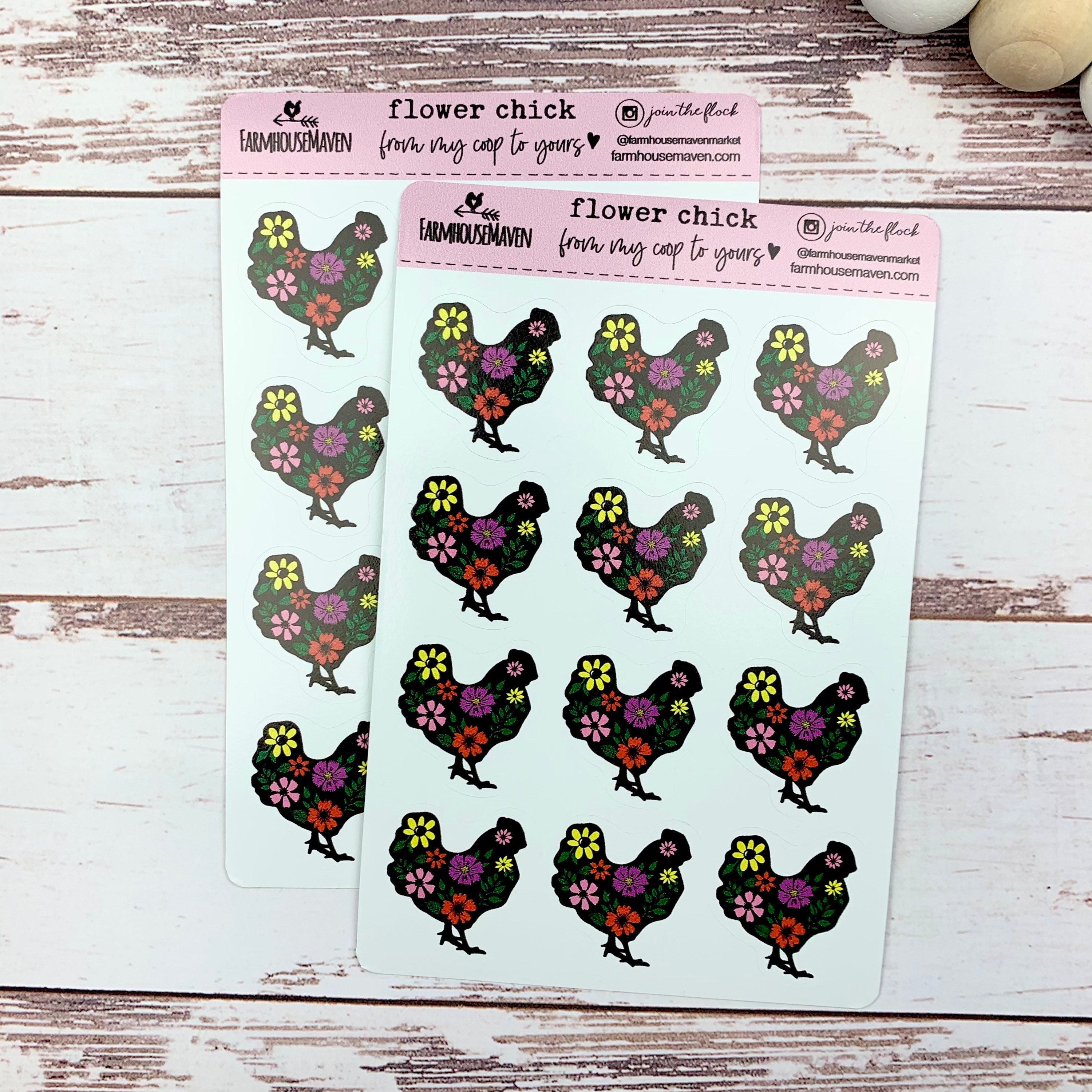 Flower Chicken Stickers Free Shipping Egg Carton Stickers | Etsy
