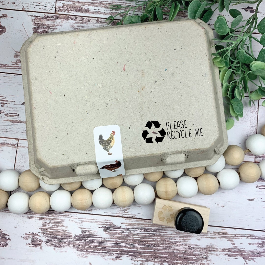 Please Recycle Egg Carton Stamp - Fresh Eggs - Chickens - Duck Egg ...