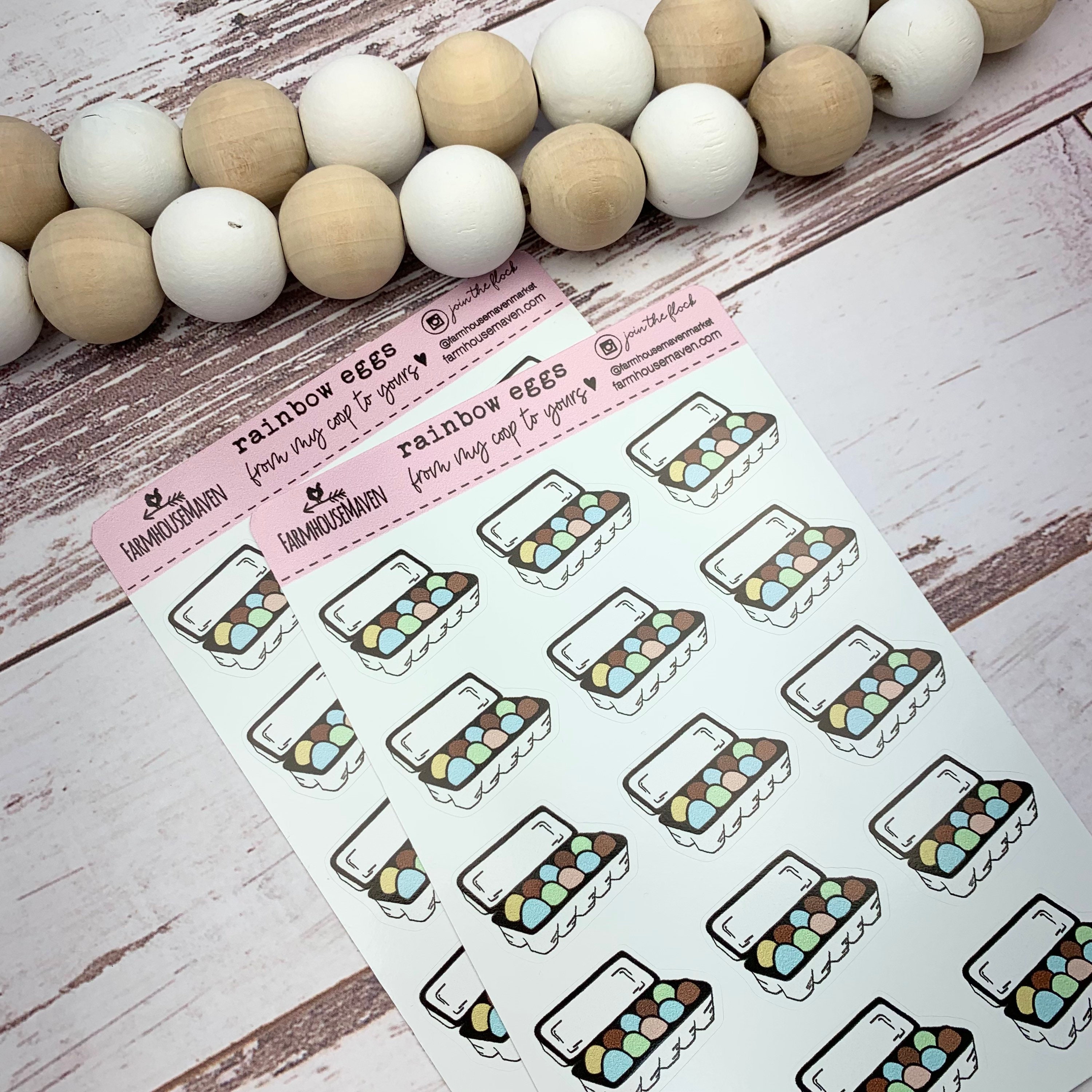 Rainbow Egg Stickers Free Shipping Egg Carton Stickers - Etsy