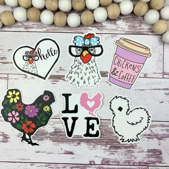Cute Chicken Bumper Sticker Set of 6 Chicken Lover Gift Idea | Etsy