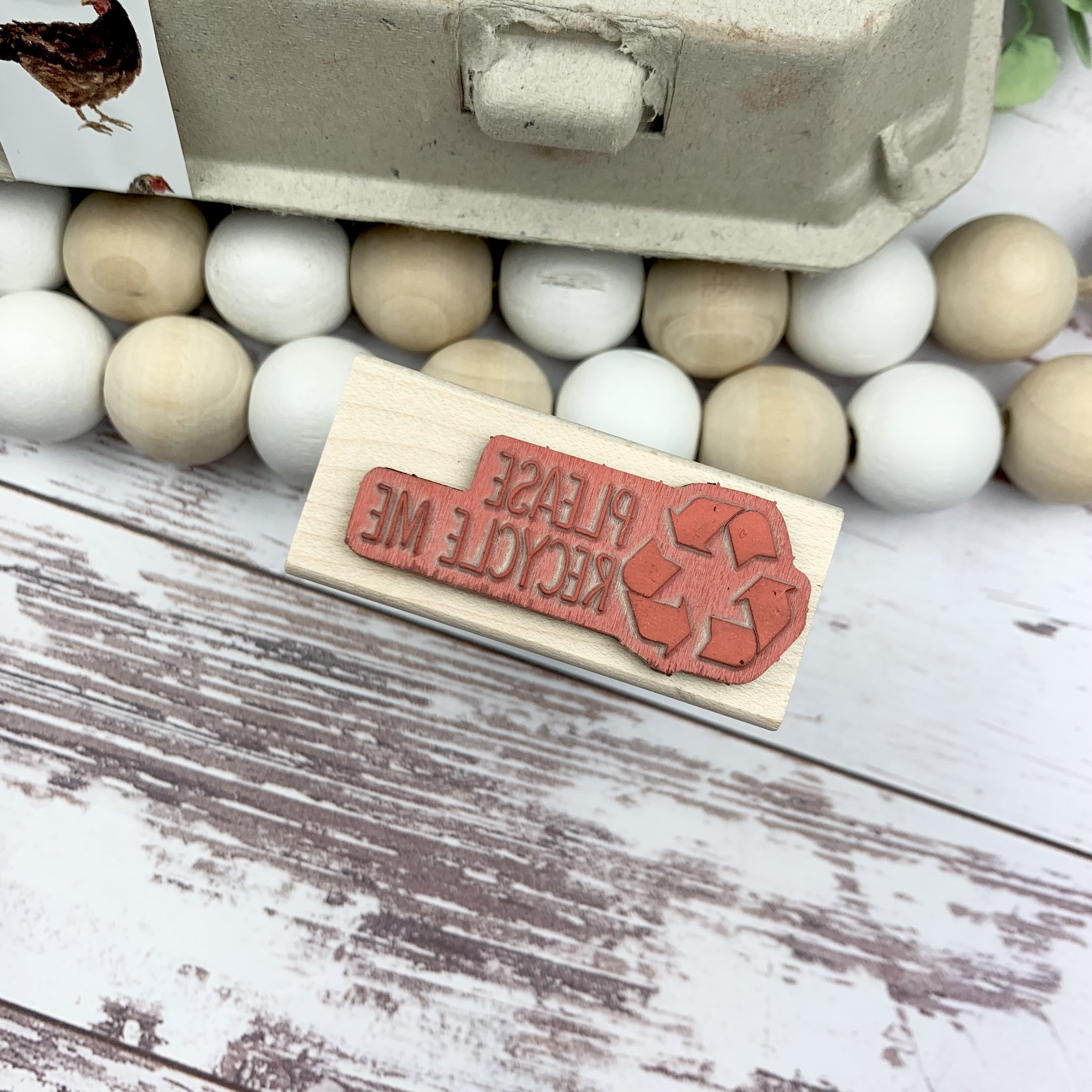 Please Recycle Egg Carton Stamp Fresh Eggs Chickens Duck | Etsy