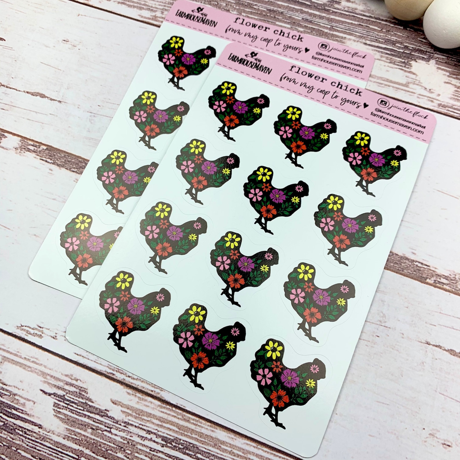 Flower Chicken Stickers Free Shipping Egg Carton Stickers | Etsy