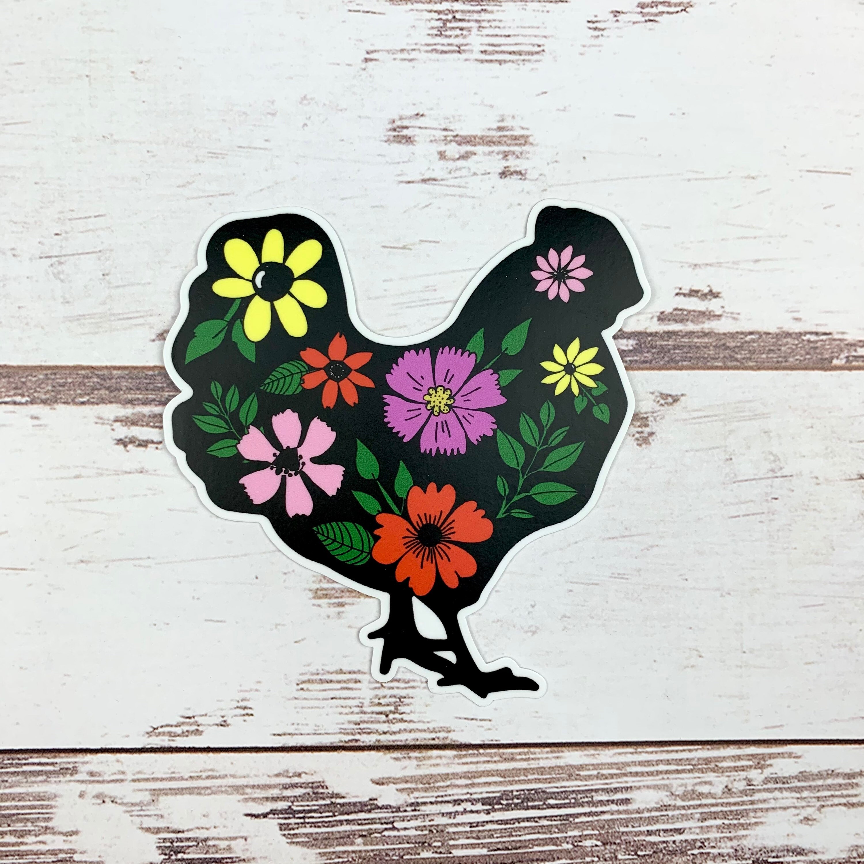 Flower Chick Bumper Sticker - Chicken Sticker - Chicken Coop Sticker ...