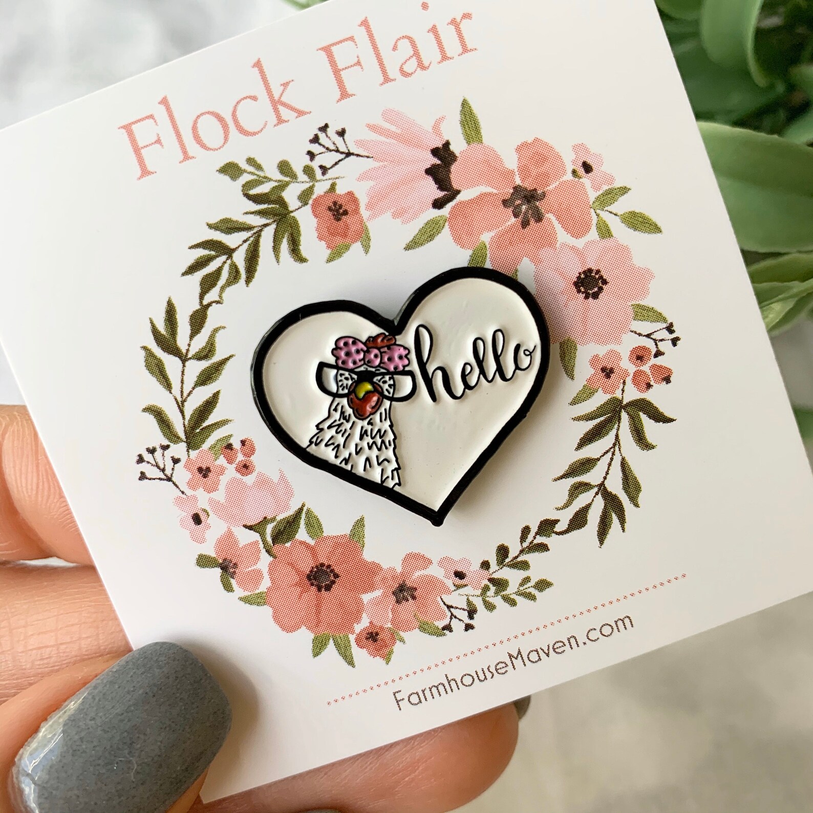 Enamel Chicken Pin Cute Chicken Pin Hello Chicken Pin Farmhousemaven ...