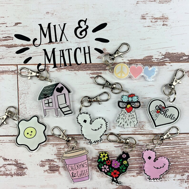 Mix and Match Cute Chicken Keychain Chicken Lover Gift Idea | Etsy