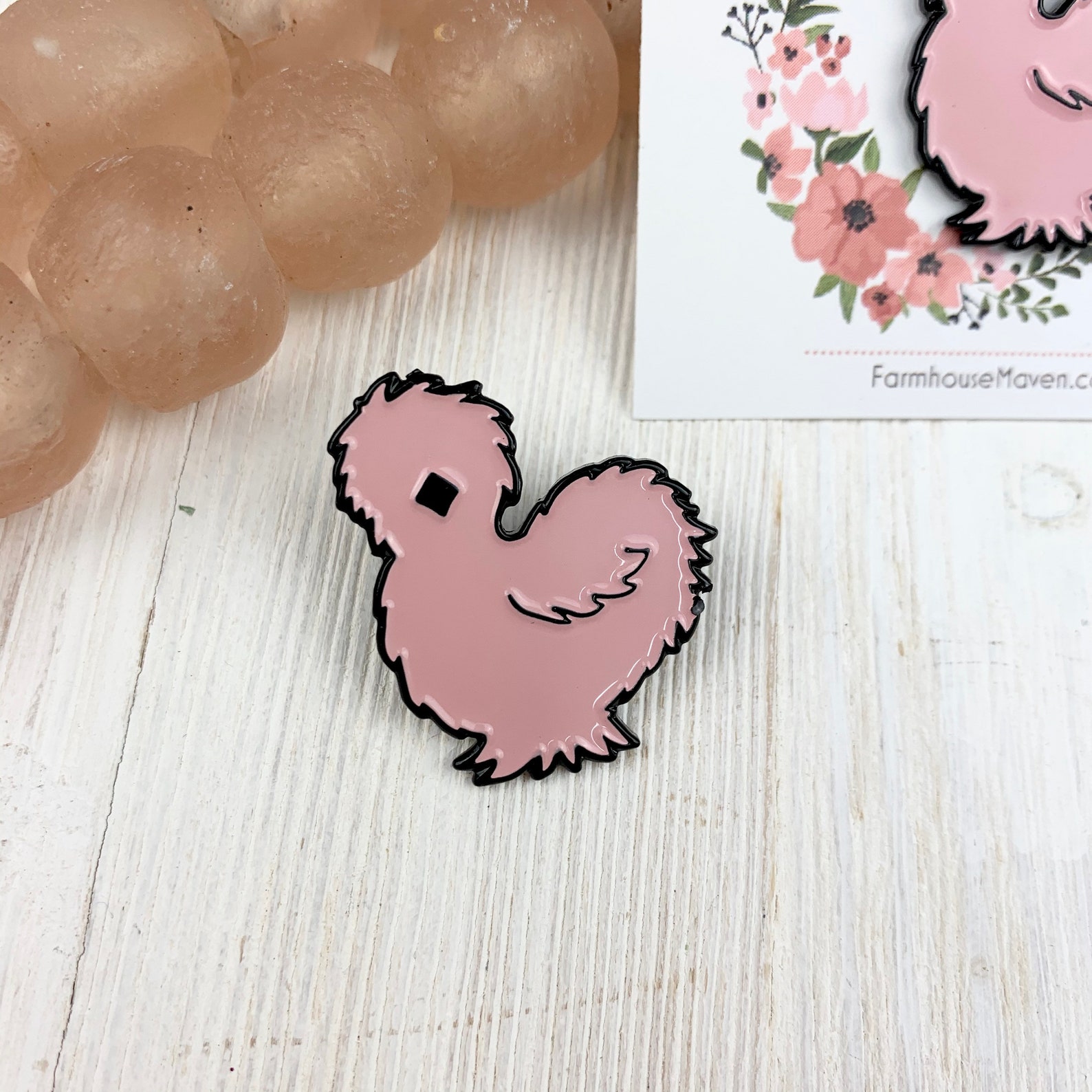 Enamel Chicken Pin Cute Chicken Pin Pink Silkie Chicken | Etsy