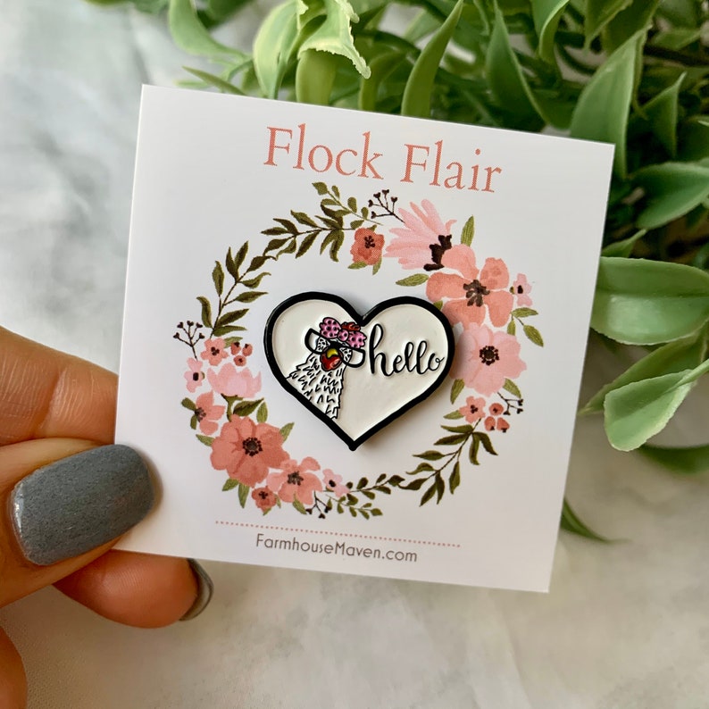 Enamel Chicken Pin - Cute Chicken Pin - Hello Chicken Pin ...