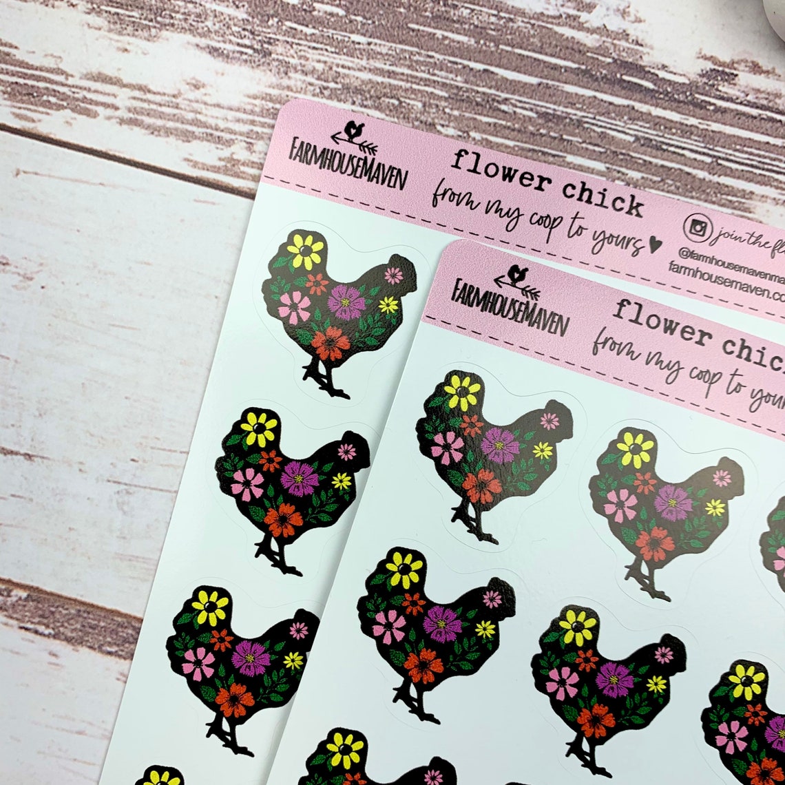 Flower Chicken Stickers Free Shipping Egg Carton Stickers | Etsy